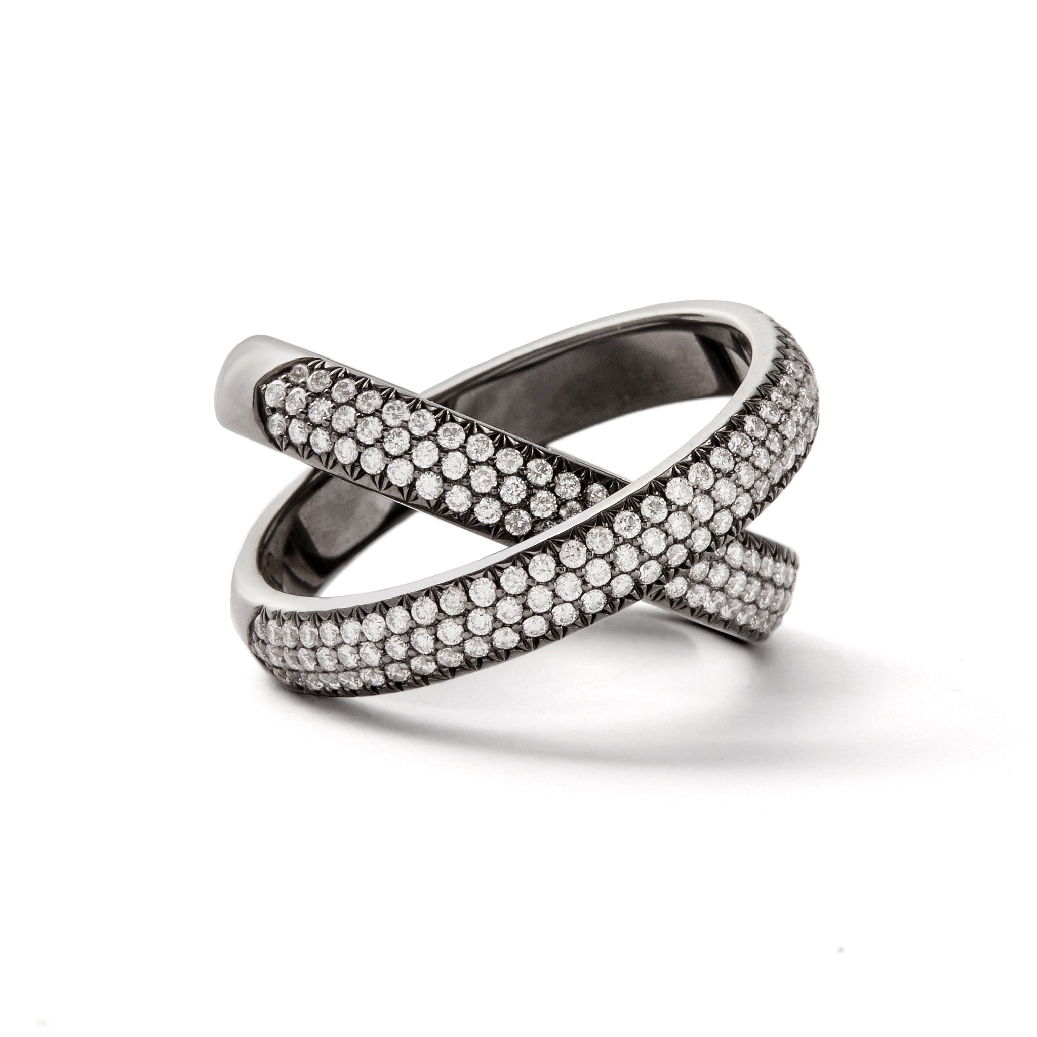 Pavé Axis Ring in Blackened White Gold