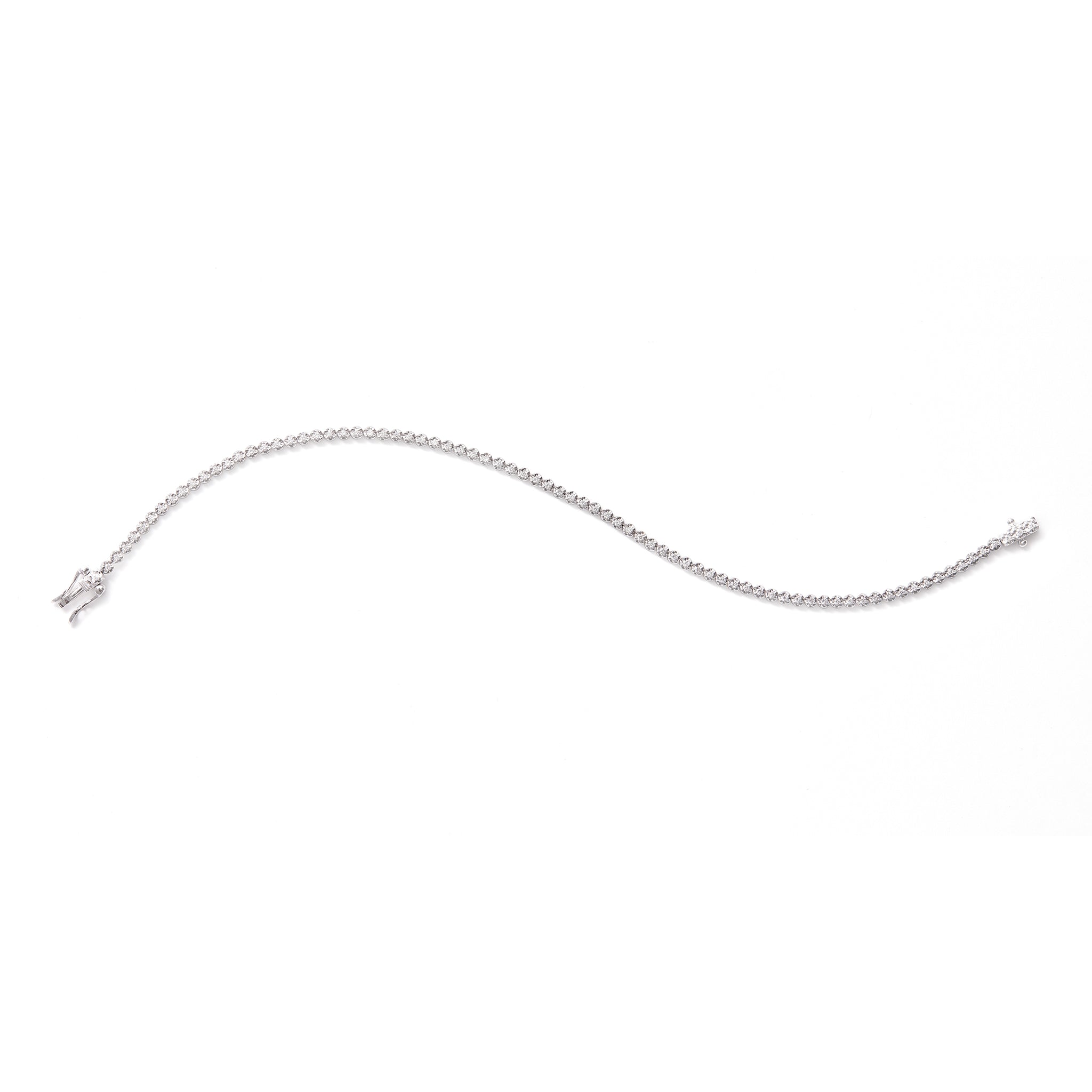 1mm Line Bracelet in Platinum with White Diamonds